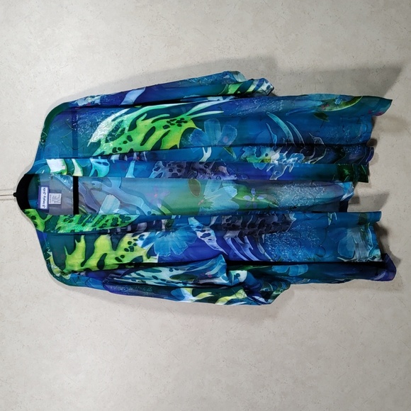 Simply Silk | Jackets & Coats | 4068 Simply Silk Blue Green Aqua Floral ...